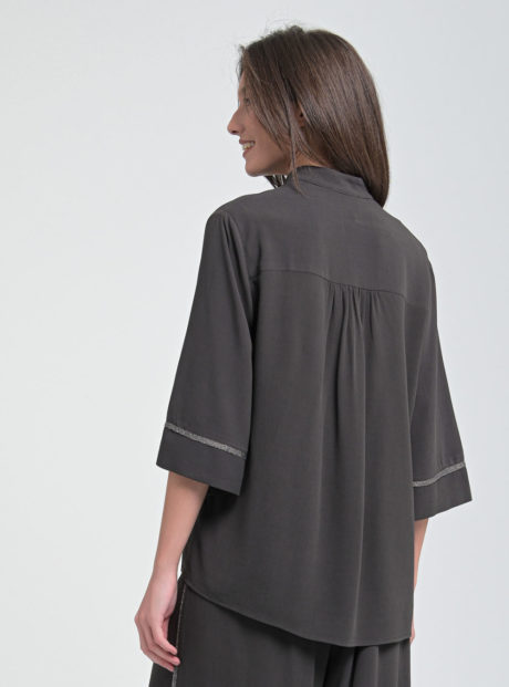 AGGEL Μπλούζα με Κέντημα Dark Grey - Angels Fashion