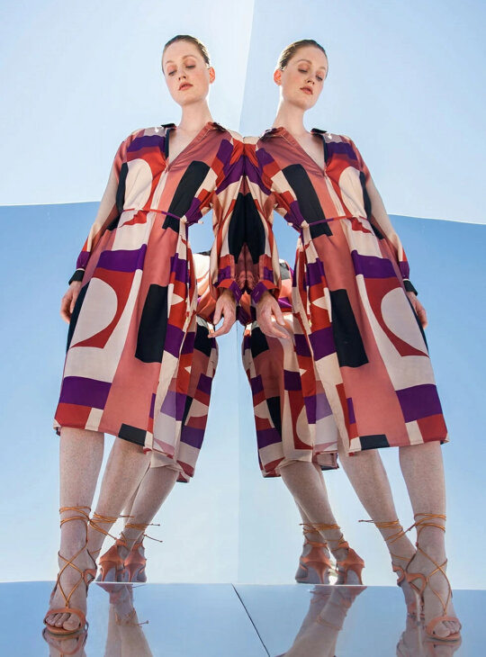 DESIREE Φόρεμα Σατινέ Με Σχέδια - Angels Fashion