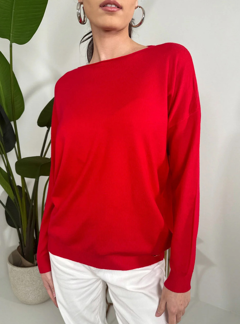 CENTO Πλεκτό Oversized RED - Angels Fashion