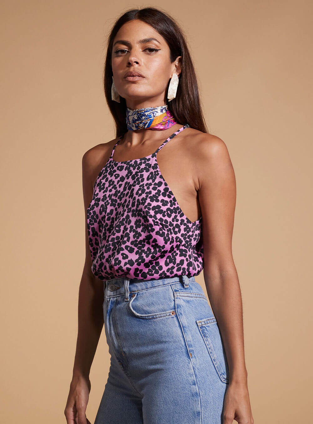 DANCING LEOPARD NINA TOP BLACK ON PINK - Angels Fashion
