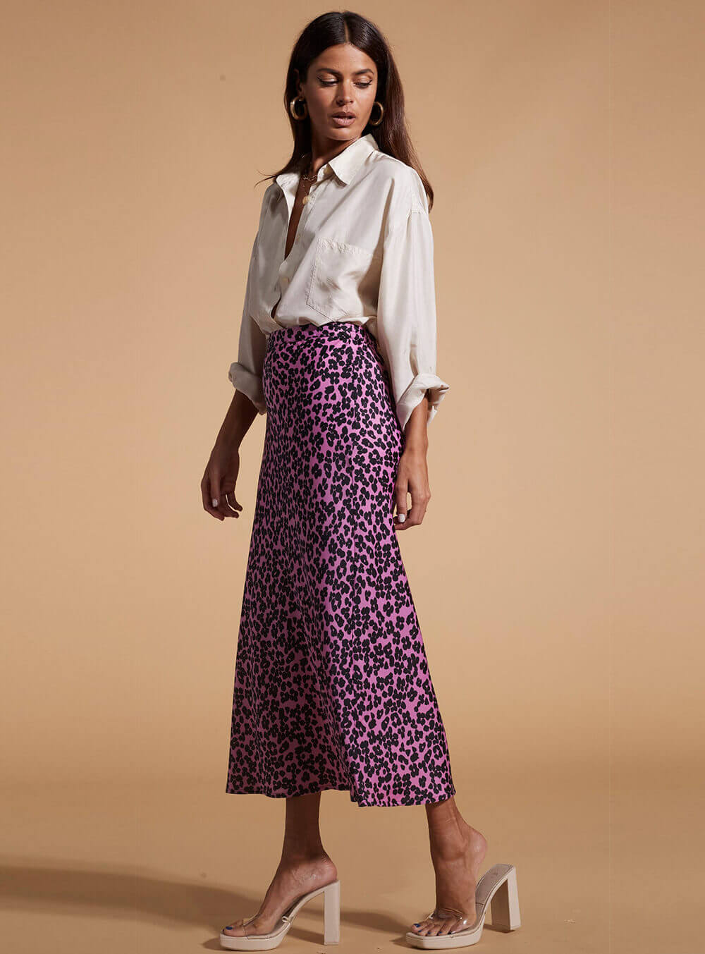 DANCING LEOPARD Φούστα RENZO BLACK On PINK - Angels Fashion