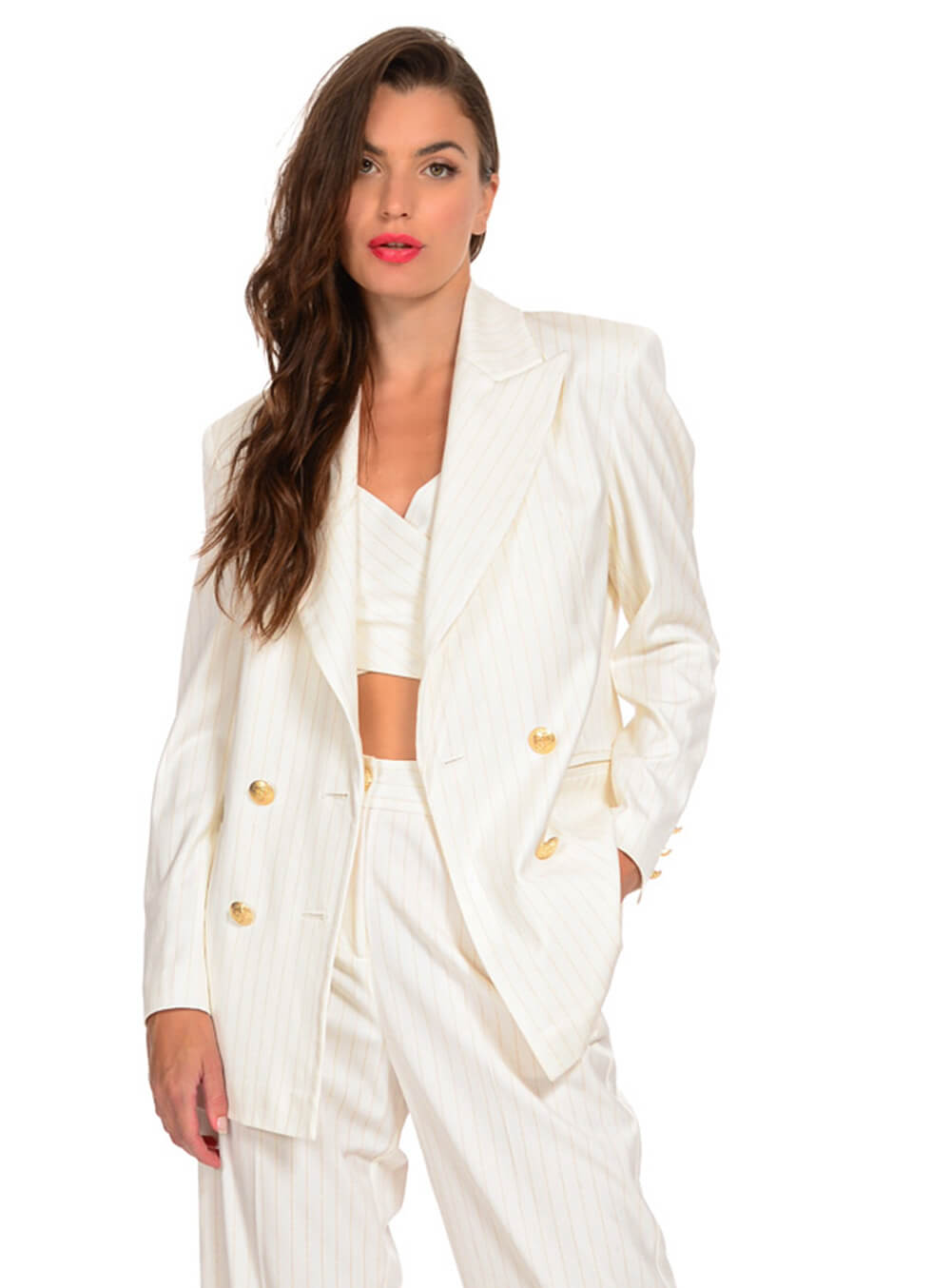 WE COSS Σακάκι Ριγέ ECRU - Angels Fashion