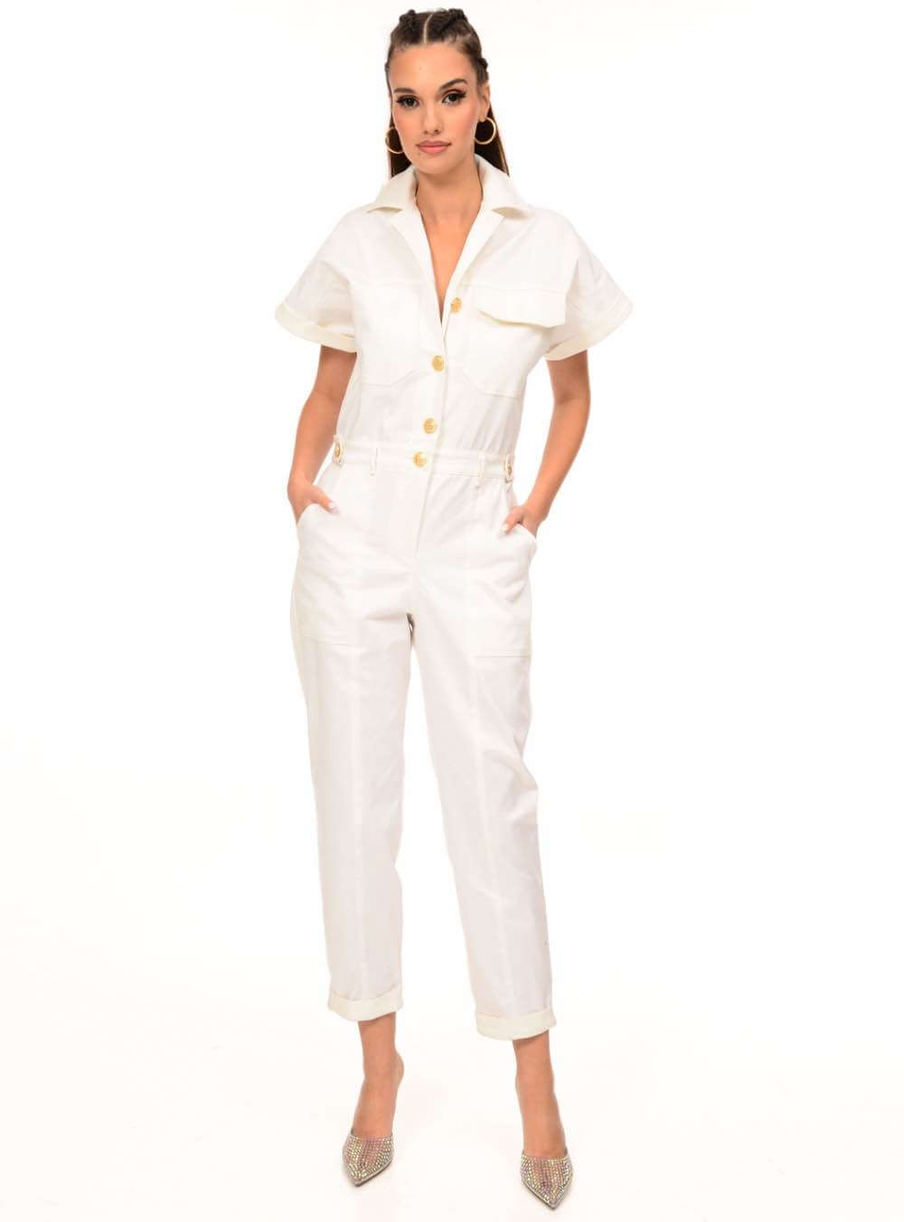 WE COSS Ολόσωμη Φόρμα WHITE - Angels Fashion