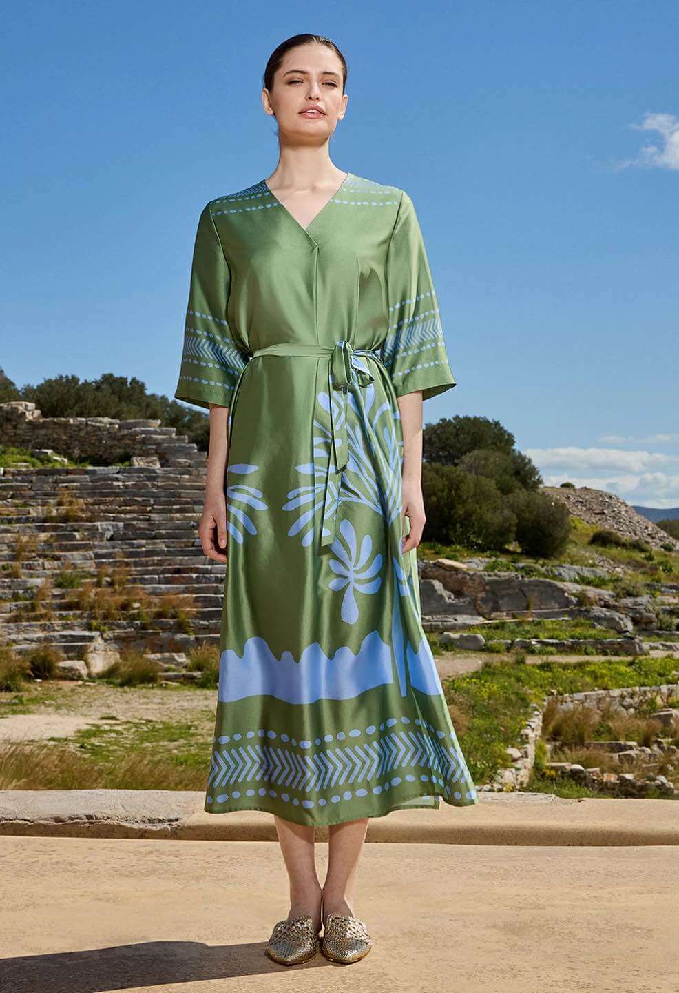 DESIREE Ριχτό Φόρεμα Σατινέ GREEN - Angels Fashion