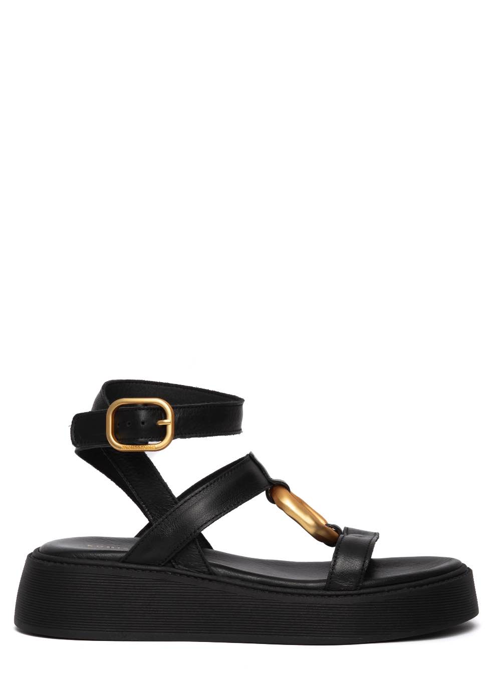 KOMIS Μαύρες Δερμάτινες Ανατομικές Πλατφόρμες C38 - Angels Fashion