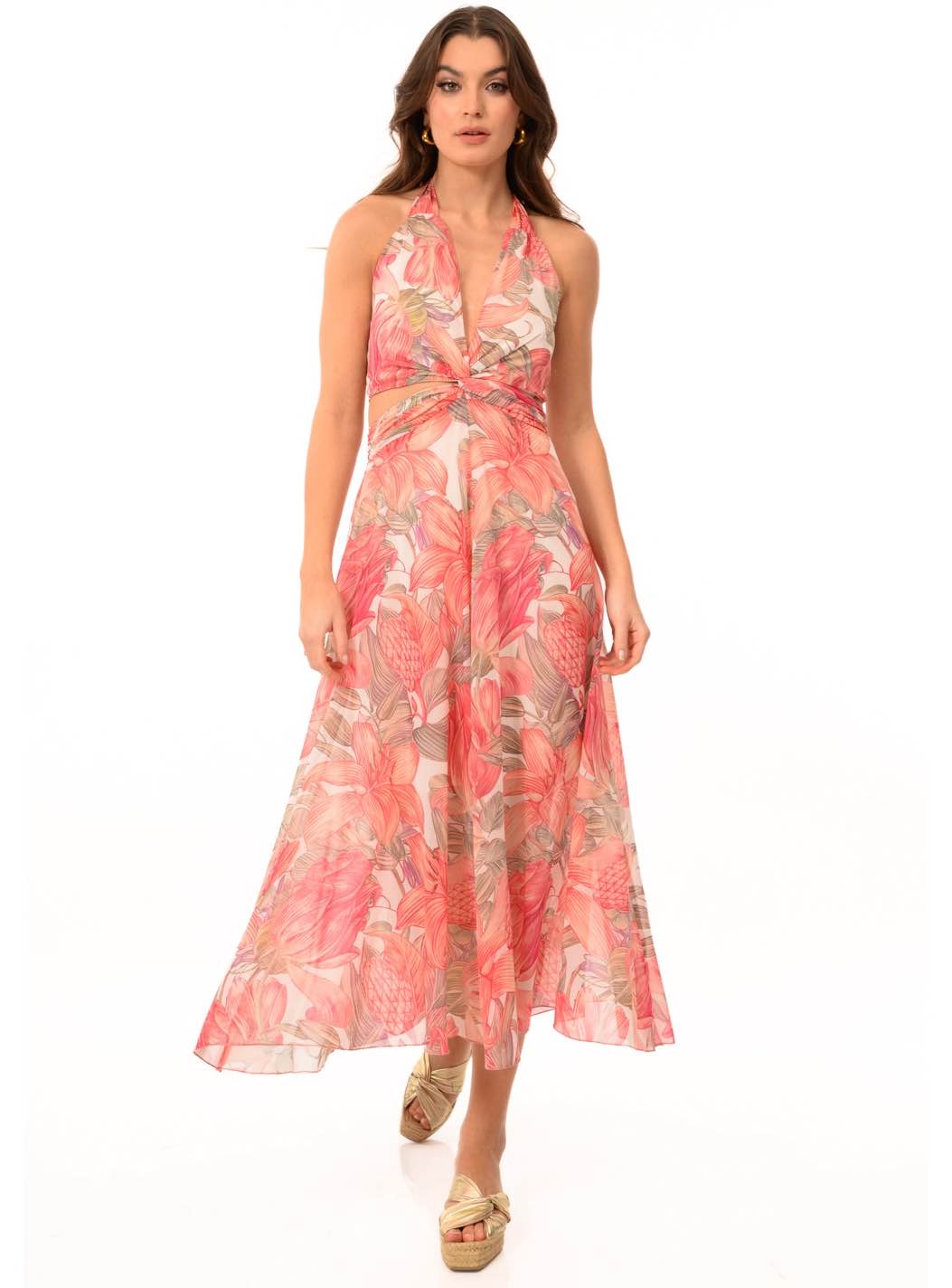 WE COSS Φλοράλ Φόρεμα Με Ανοίγματα - Angels Fashion